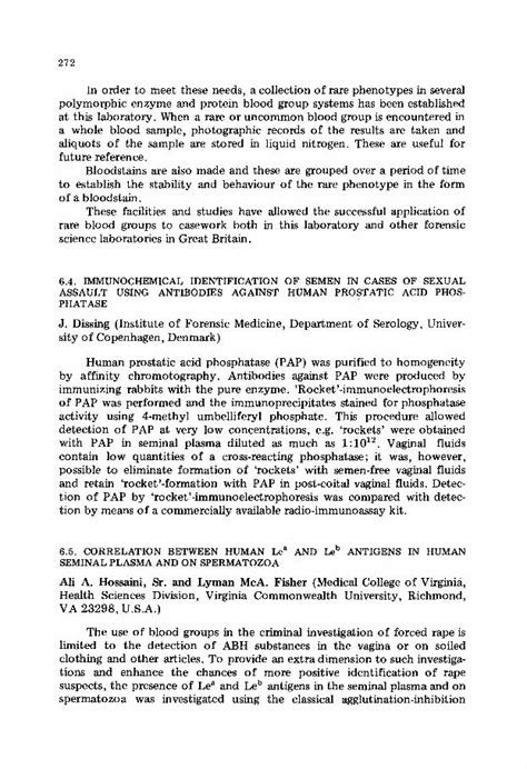 Pdf 6 4 Immunochemical Identification Of Semen In Cases Of Sexual Assault Using Antibodies
