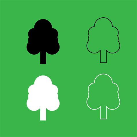 Tree Icon Black And White Color Set Vector Art At Vecteezy