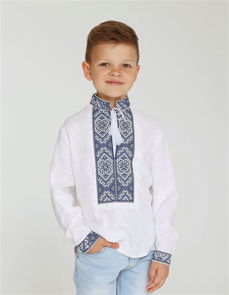 Вишиванка для хлопчика Тадей блакитний купити в Світ Вишиванок