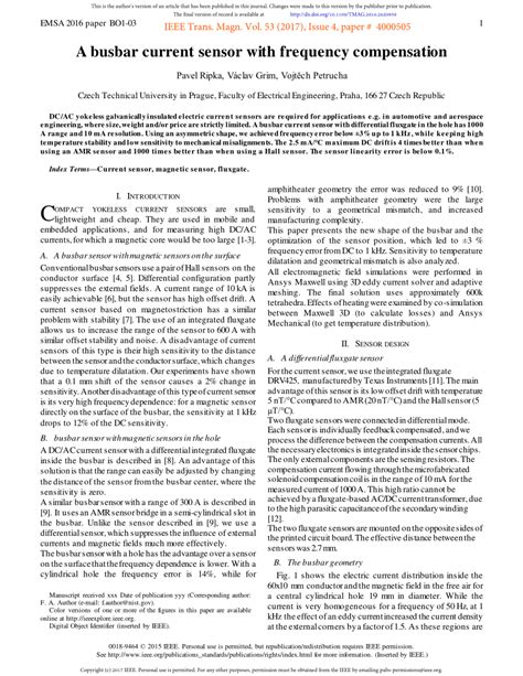 Pdf A Busbar Current Sensor With Frequency Compensation