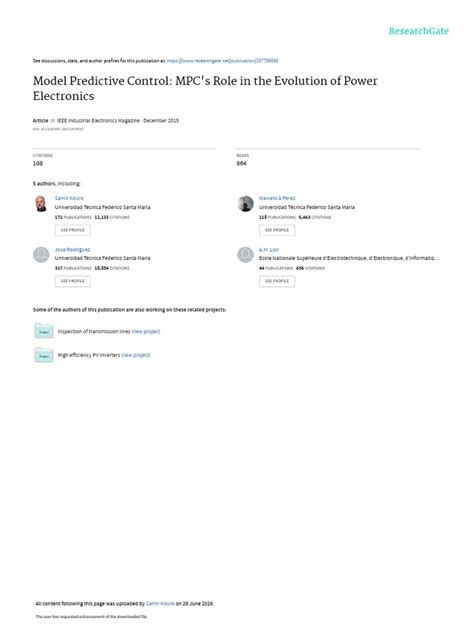 2015 Model Predictive Control Mpcs Role In The Evolution Of Power Electronics Download Free