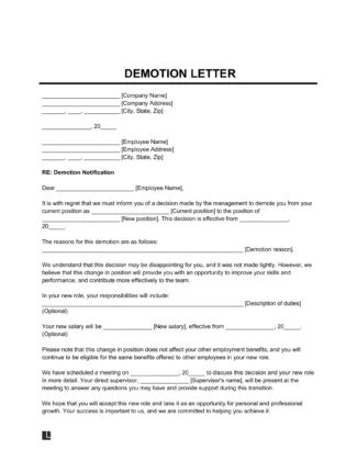 Free Demotion Letter Template PDF Word