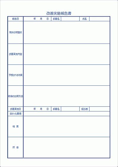 【excelテンプレート2書式】改善報告書の無料ダウンロード テンプレート無料