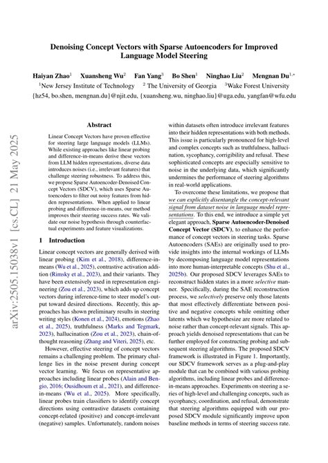 Pdf Denoising Concept Vectors With Sparse Autoencoders For Improved