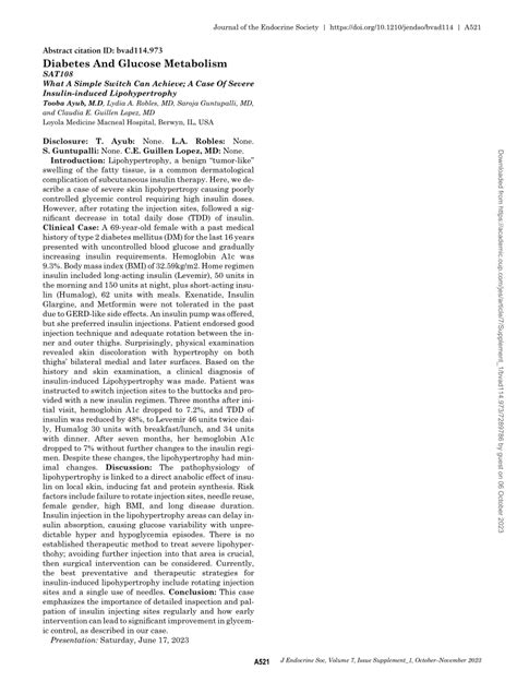 Pdf Sat108 What A Simple Switch Can Achieve A Case Of Severe Insulin Induced Lipohypertrophy