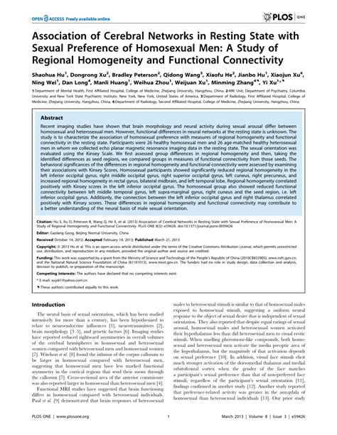 Pdf Association Of Cerebral Networks In Resting State With Sexual Preference Of Homosexual Men