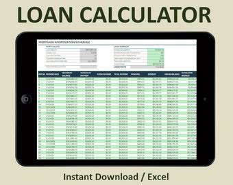 Loan Amortization Calculator Etsy