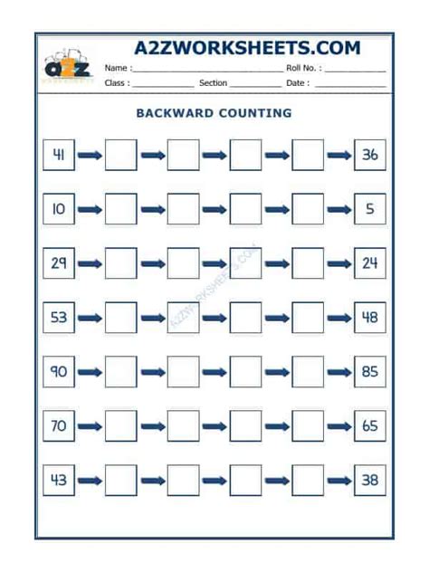 A2zworksheets Worksheet Of Backward Counting 03 Numbers Maths