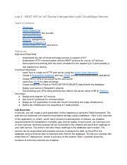 Exploring IoT Device Interoperation With REST APIs In Lab Setting Course Hero