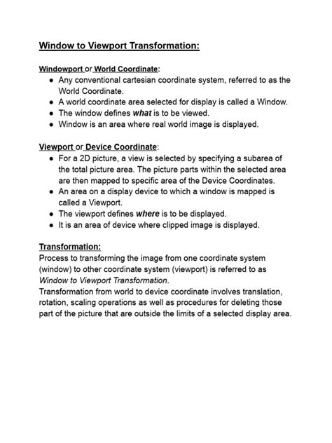 Window To Viewport Transformation Pdf