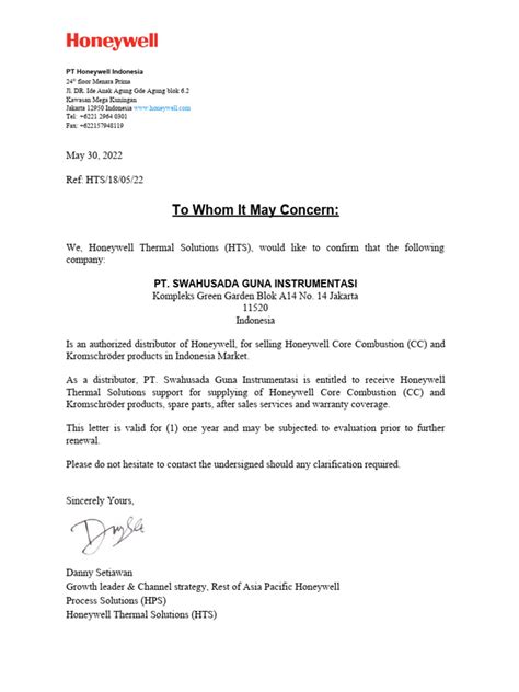 Authorized Honeywell Distributor Indonesia Pdf Business