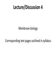 Lecture 4 Cell Bio Pdf Lecture Discussion 4 Membrane Biology Corresponding Text Pages Outlined