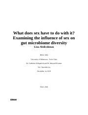 Final Lab Report What Does Sex Have To Do With It Examining The Influence Of Sex On Gut