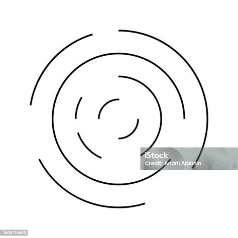 원형 잔물결 아이콘입니다 흰색 배경에 분리된 동심원의 간헐적인 선 소용돌이 기호 수중 음파 탐지기 음파 햇살 신호 신호 가능성에 대한 스톡 벡터 아트 및 기타 이미지