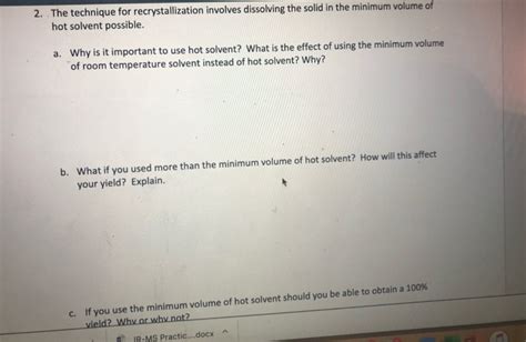 solved 2 the technique for recrystallization involves