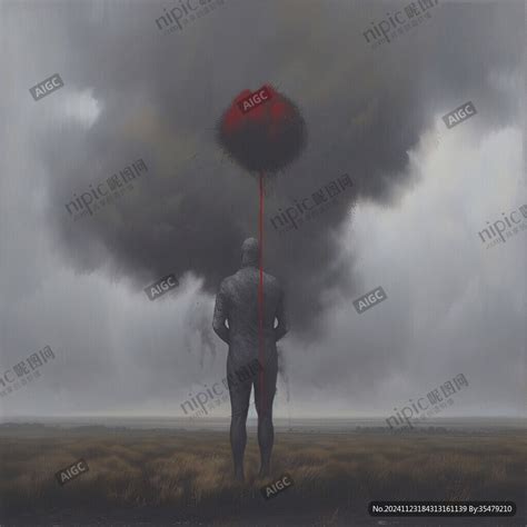 Ai创作图超现实主义意境画 孤独感插画 Cgi超现实主义 孤独背影插画 超现实意境画 孤独的灵魂插画 超现实画作 孤独的艺术 超现实主义画作 撑伞红衣背影 风雨中的人 超现实画 超现实的艺术