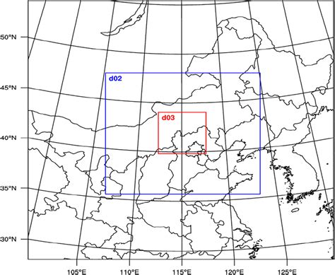 Three Nested Weather Research And Forecast Wrf Model Domains With Download Scientific Diagram