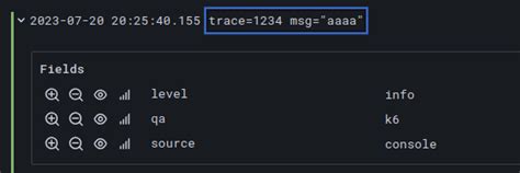 how to add custom label with dynamic value in k6 logs with log output