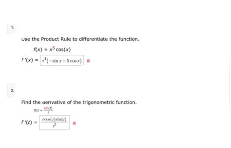 Solved 1 Use The Product Rule To Differentiate The