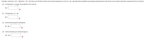 Solved A ﻿compute W Projuv ﻿the Projection Of V ﻿onto