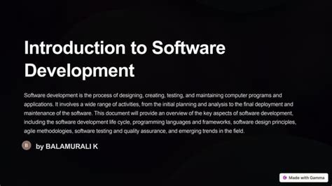 Introduction To Software Development Pptx