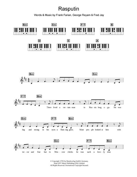 Play Official Version Of Rasputin Sheet Music By Boney M For Piano
