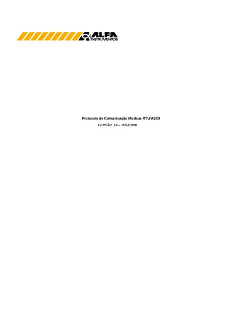 Pdf Protocolo De Comunicação Modbus Rtuascii Protocolo De Comunicação Serial Modbus Rtu