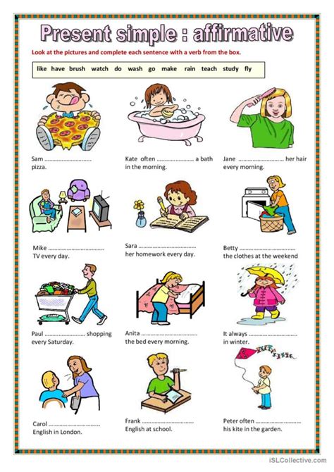 Present Simple Affirmative Form English Esl Worksheets For Distance Hot Sex Picture