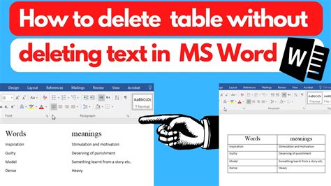 How To Delete Table Without Deleting Text In Ms Word Tips Director Youtube