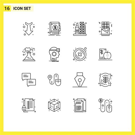 Set Of 16 Commercial Outlines Pack For Production Factory Launch Food Churro Editable Vector