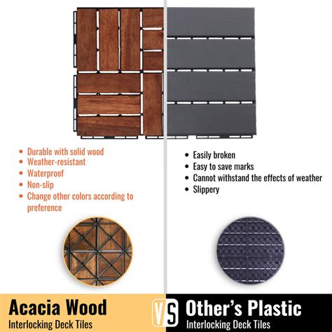 Inle Acacia Wood Interlocking Deck Tiles Checker Pattern Wayfair