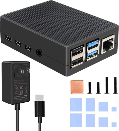 Amazon Com Geekworm Raspberry Pi 4 Case With Power Supply P330 Raspberry Pi 4 Heatsink
