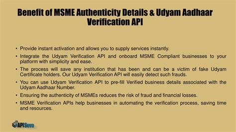 Ppt Get Msme Authenticity Details And Udyam Aadhaar Verification Api