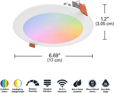 Halo 6 Inch Color And Tunable White Slim Canless Smart Wi Fi Led Recessed Downlight With Wiz Pro