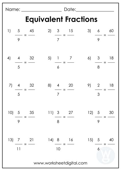Equivalent Fractions Worksheet Coloring Pages
