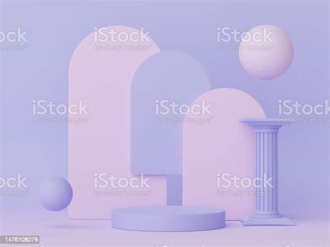 추상 최소 디스플레이 연단의 3d 렌더링은 제품 화장품 프레젠테이션 및 모형을 보여줍니다 파스텔 지구 톤 배경의 쇼케이스 장면