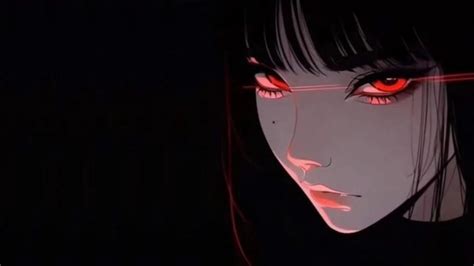 Crimson Gaze In The Dark Anime Girl Wallpaper Backiee