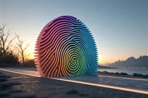 3d Render Abstract Background Of Stylized Fingerprint Of Smooth Lines Of Spline Gradient