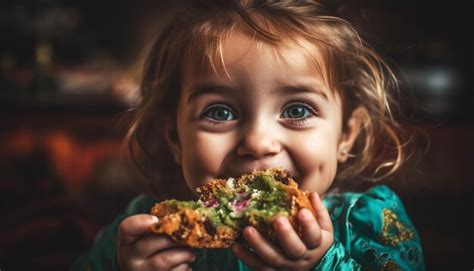 Premium Ai Image Cute Caucasian Girl Enjoying Sweet Winter Snack