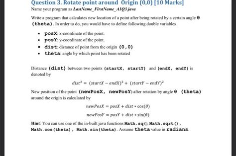 Solved Question 3 Rotate Point Around Origin 0 0 10