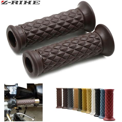 Vintage Retro Hand Grip Motorcycle Grips 78 22mm Brown Diamond