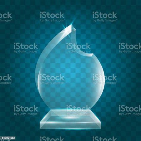 투명 하 게 빛나는 빈 벡터 아크릴 크리스탈 유리 트로피 수상 서식 파일 3차원 형태에 대한 스톡 벡터 아트 및 기타 이미지 3차원 형태 결정체 경기 스포츠 Istock