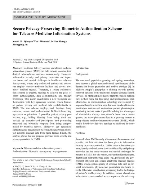 Pdf Secure Privacy Preserving Biometric Authentication Scheme For