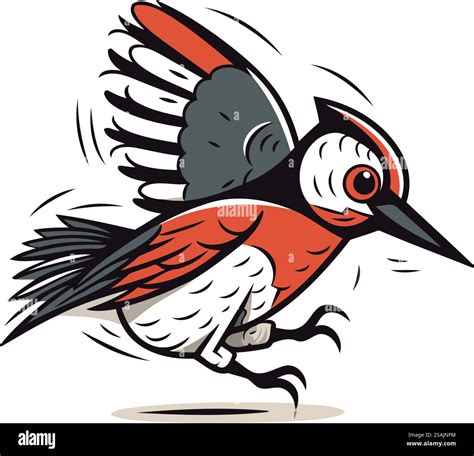 Dendrocopos Major Woodpecker Vector Illustration Stock Vector Image