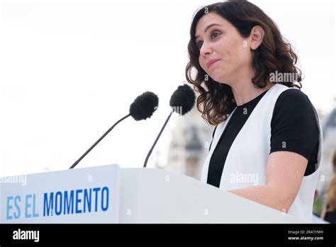 The President Of The Community Of Madrid Isabel Díaz Ayuso During The