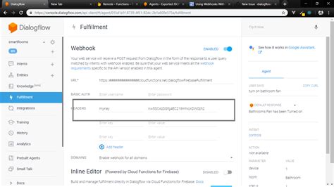 how to retrieve webhook custom header sent from dialogflow to cloud