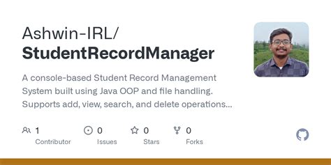 Github Ashwin Irlstudentrecordmanager A Console Based Student