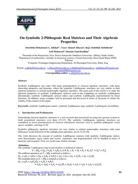 On Symbolic 2 Plithogenic Real Matrices And Their Algebraic Properties