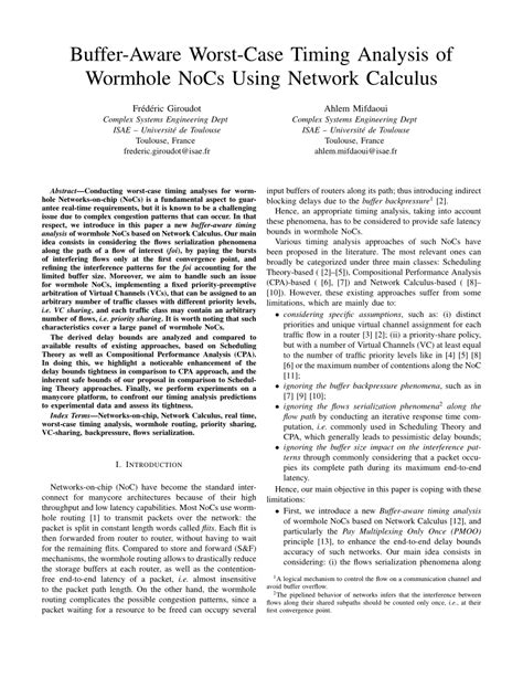 Download Pdf Buffer Aware Worst Case Timing Analysis Of Wormhole Nocs