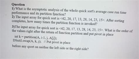 Solved Code Public Class Quicksort Static Void Sorte